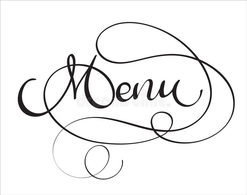 Menu Vector Word on White Background. Hand Drawn Vintage Calligraphy ...