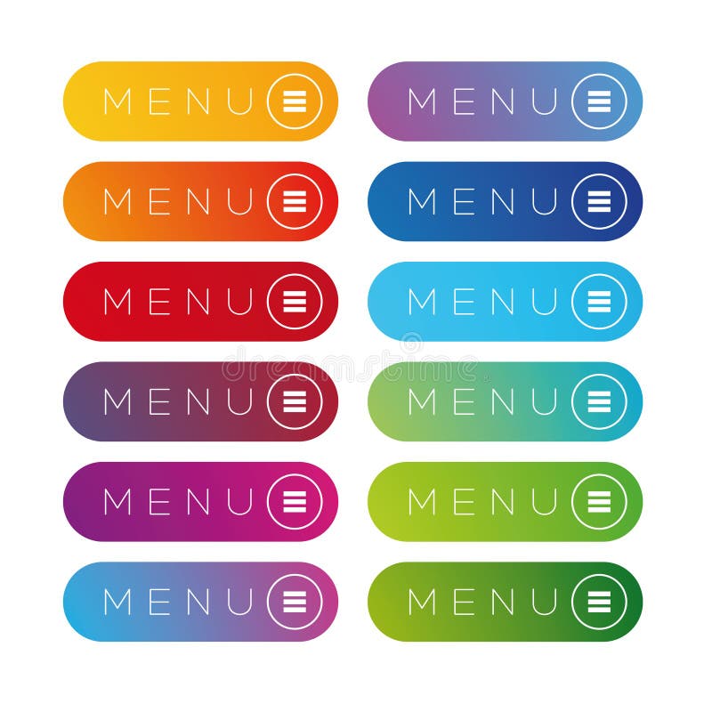 Menu web button icon set stock vector. Illustration of symbol - 99349452