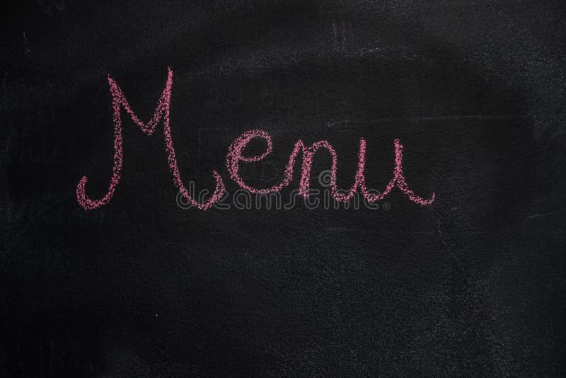 Menu word on blackboard stock image. Image of card, design - 94477661