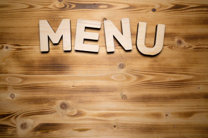 MENU Word Made with Building Blocks on Wooden Board Stock Photo - Image ...