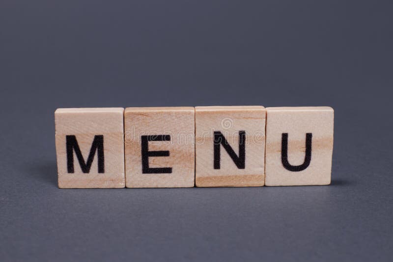 Menu Word from Wooden Letters on a Gray Background Stock Photo - Image ...