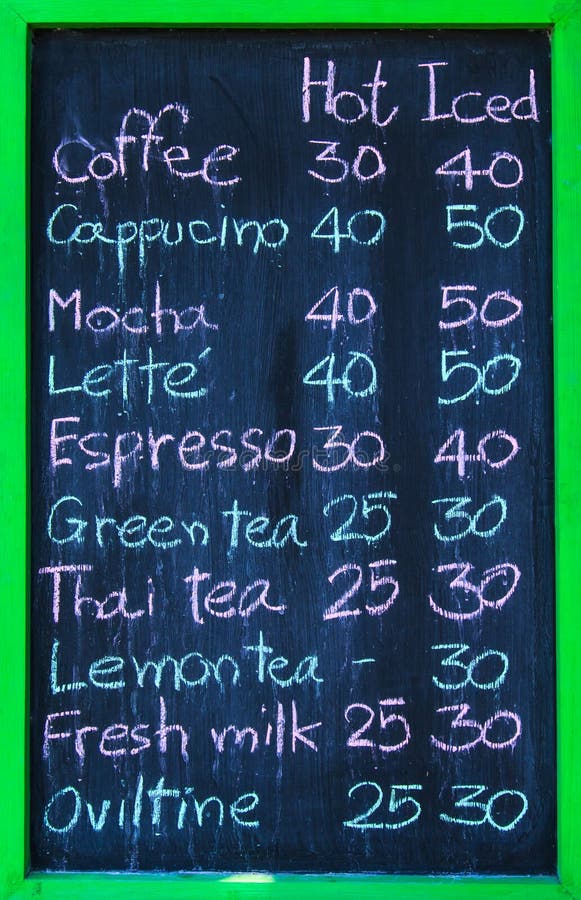 Menus at coffee shop stock photo. Image of bake, service - 37394918