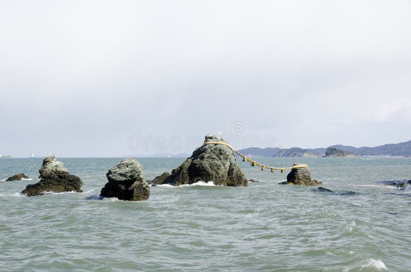 Meoto Iwa the wedded rocks stock photo. Image of island - 29149796