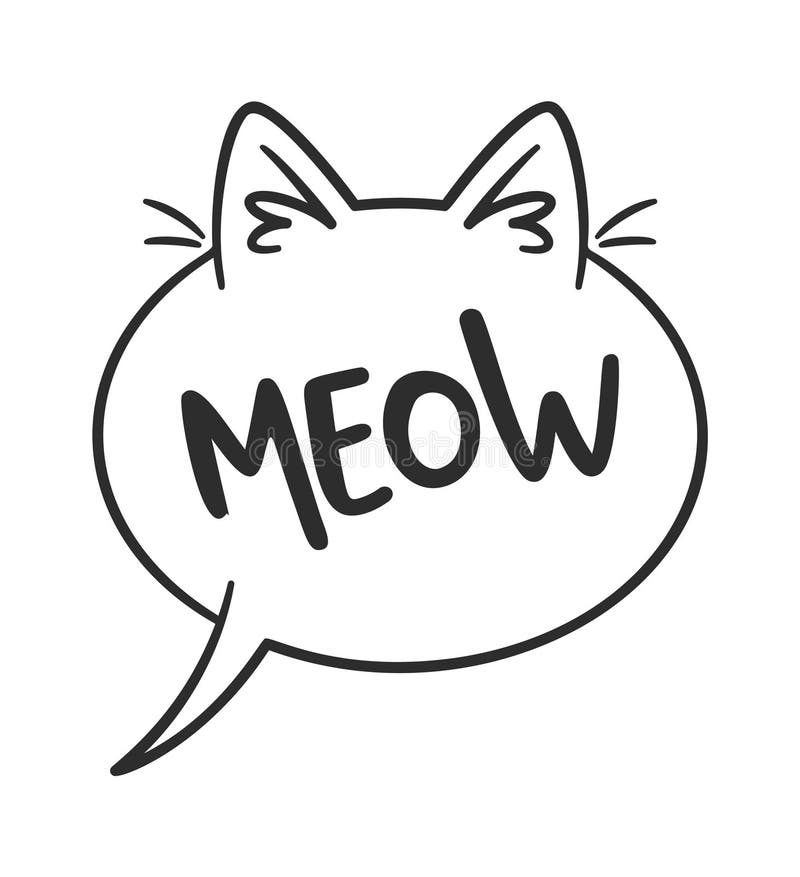Meow Cat Frame Communication Bubble Stock Illustration - Illustration ...