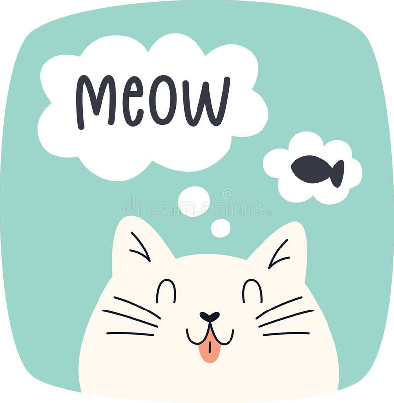 Meow Cat Sticker stock vector. Illustration of cute - 293785159