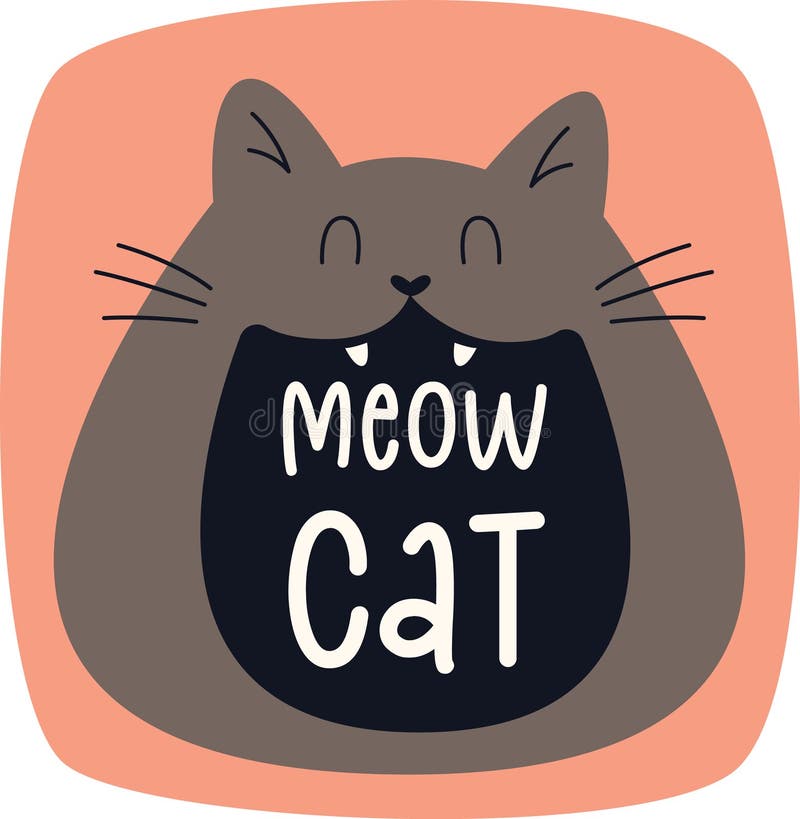 Meow Cat Sticker stock vector. Illustration of happy - 293787513