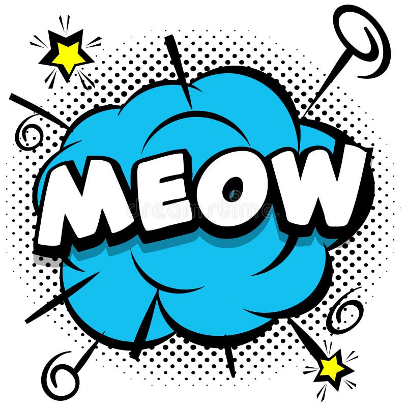 Meow Comic Bright Template with Speech Bubbles on Colorful Frames Stock ...