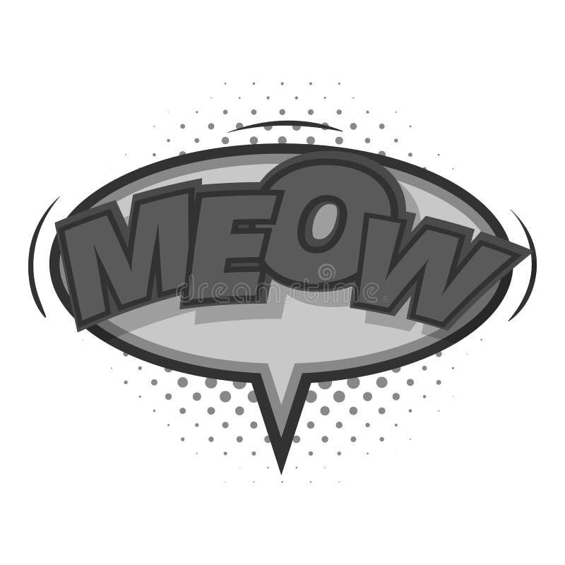 Meow, Comic Speech Bubble Icon Monochrome Stock Vector - Illustration ...