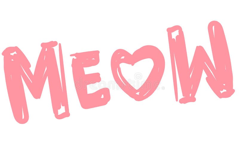 Meow. Hand Drawn Vector Text, Lettering Pink Color Stock Illustration ...