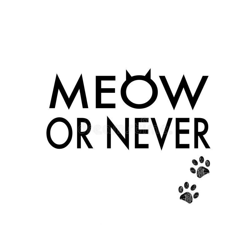 Meow or Never Text. T Shirt or Design Element Stock Vector ...