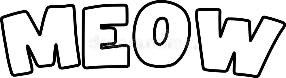 Meow Outline Lettering stock vector. Illustration of drawing - 302128363