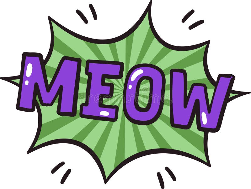 Meow Speech Bubble Retro Art Stock Vector - Illustration of text, comic ...