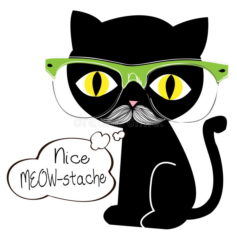 Meow-stache stock vector. Illustration of stache, eyes - 46792017
