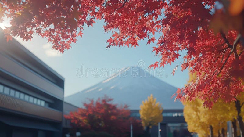 Meple Leave in Finger with Mt.Fuji Backgrou Stock Image - Image of ...