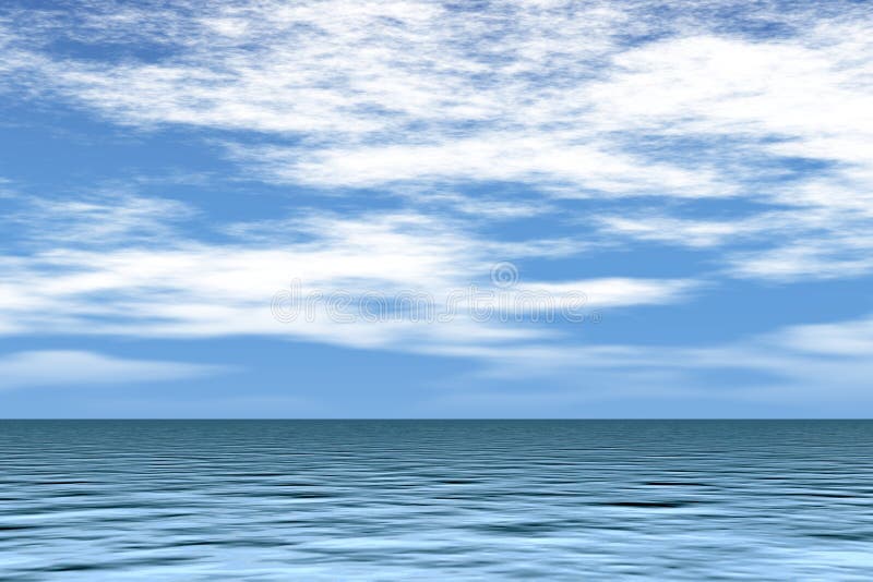 Mer, Ciel, Nuages Et Soleil Illustration Stock - Illustration du jour ...