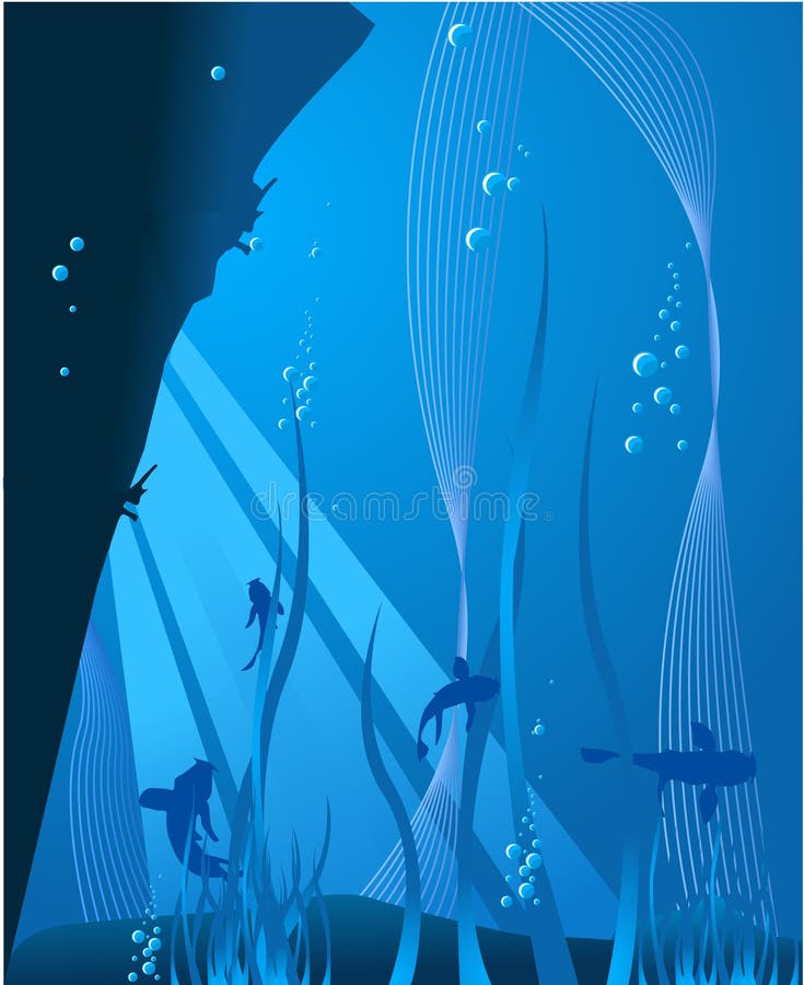Mer bleue profonde illustration de vecteur. Illustration du algues ...