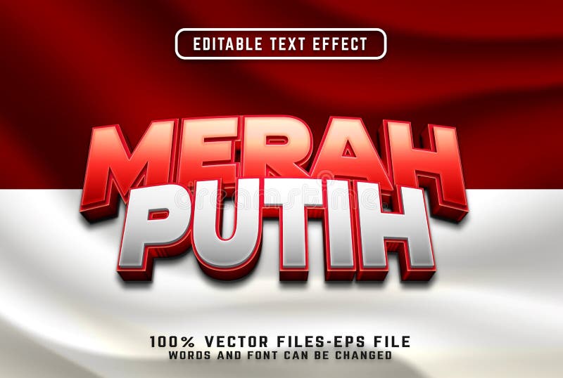 Merah Putih 3d Text Effect Premium Vectors Stock Vector - Illustration ...