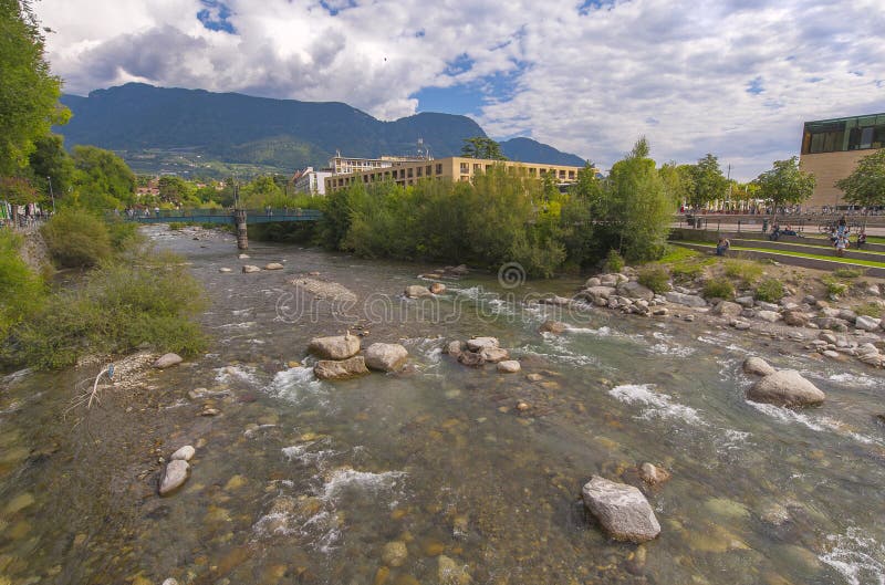 Merano Town editorial image. Image of stone, bridge, urban - 63913015