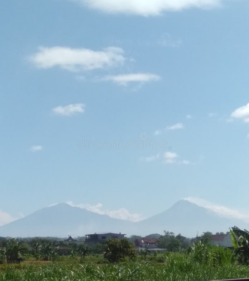 Merapi at morning view stock photo. Image of view, merapi - 386655132