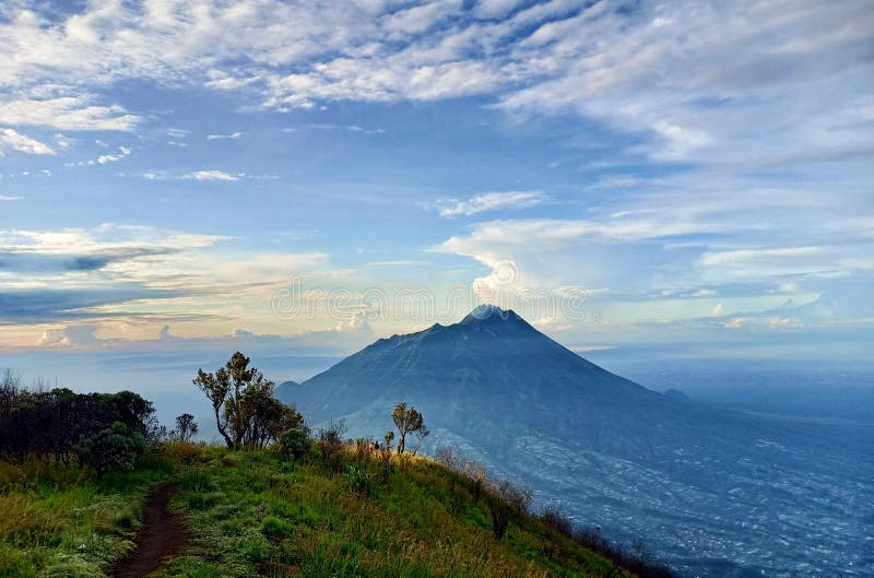 Merapi Mountain Point of View from Merbabu Mountain Stock Image - Image ...