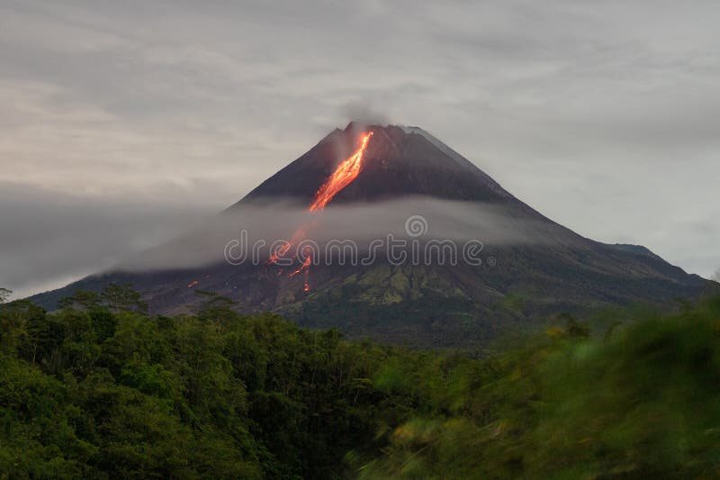 Merapi mountain valor stock image. Image of highland - 273896537
