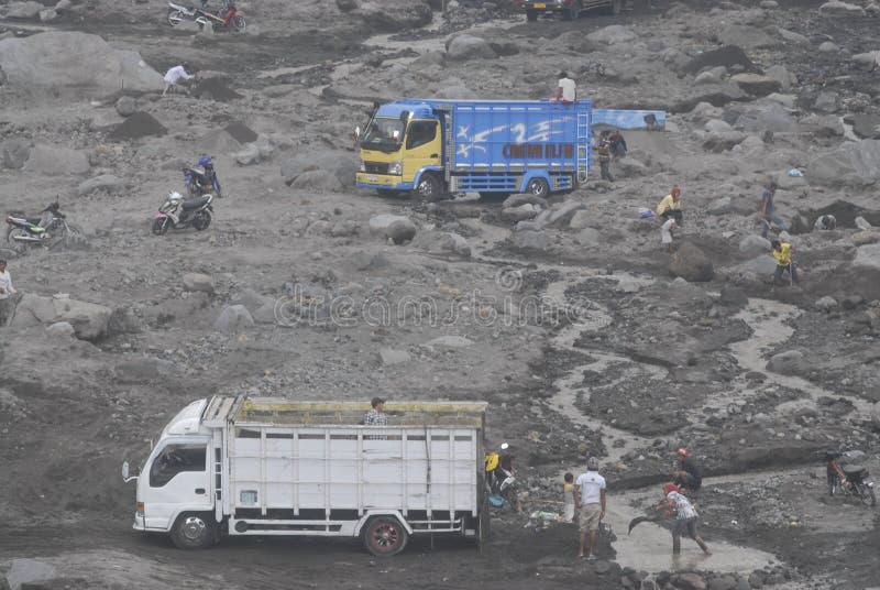 MERAPI VOLCANIC MATERIAL QUARRY Editorial Stock Image - Image of java ...