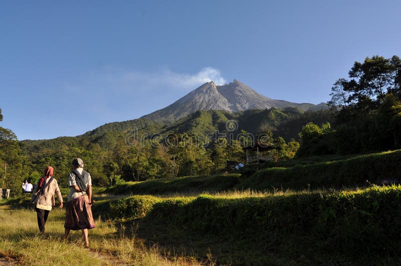 Merapi Volcano on the Morning Editorial Photography - Image of highland ...