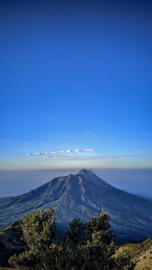 Merapi Volcano Mountain View from Merbabu Peak Magelang, Indonesia ...
