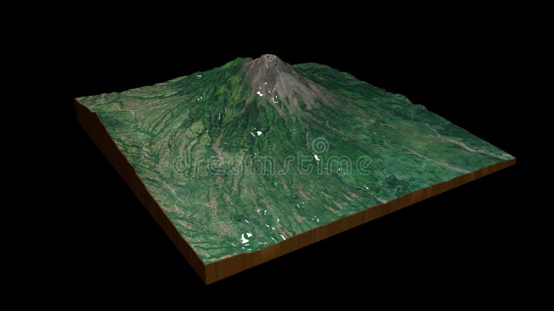 Merapi Volcano Terrain Map 3D Render 360 Degrees Loop Animation Stock ...