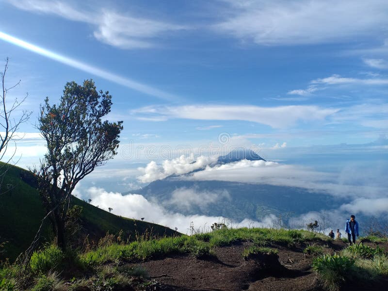 Merbabu Montain in Indonesia with Merapi View Stock Image - Image of ...