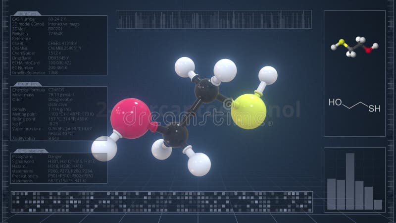 2-mercaptoethanol Molecule with Description on the Computer Screen, 3d ...
