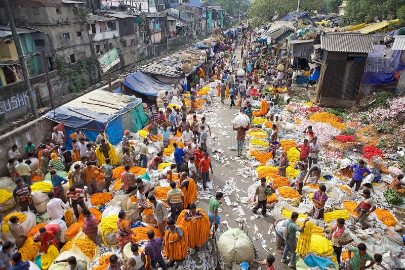 Mercato Del Fiore, Calcutta, India Immagine Editoriale - Immagine di ...