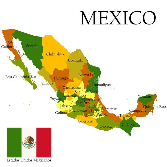 Mercator Map of Mexico and Flag Stock Vector - Illustration of ...