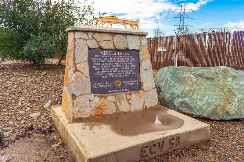 Merced Falls Ecv 58 Plaque and Rock Editorial Stock Photo - Image of ...