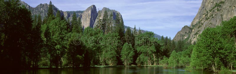 Merced River and Mountains in Spring, Stock Image - Image of springtime ...
