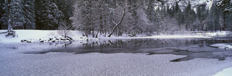 The Merced River in Winter, Stock Photo - Image of snowscape, park ...