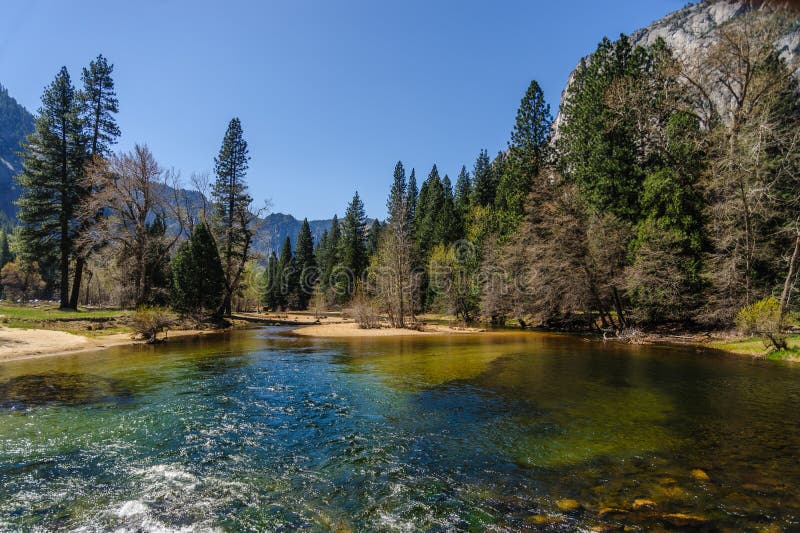 Merced River in Yosemite Valley Stock Image - Image of america, high ...