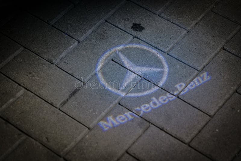 Mercedes Benz Light Logo on the Street Editorial Photo - Image of logo ...