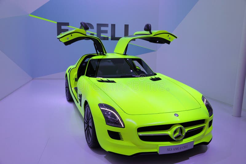 Mercedes Benz SLS E-Cell editorial stock image. Image of ausstellung ...