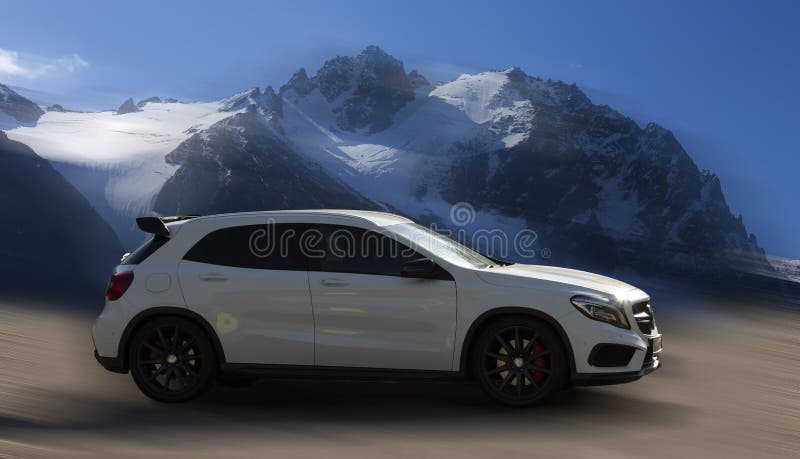 Mercedes Benz white car. stock image. Image of trees - 255057475