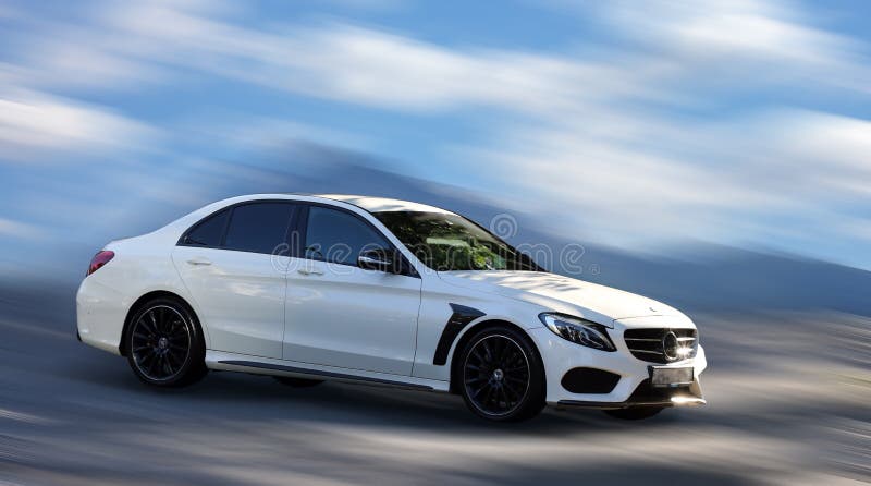 Mercedes Benz white car. stock image. Image of benz - 251904355