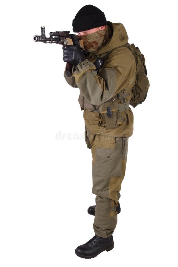 Mercenary with Kalashnikov Rifle Stock Photo - Image of special ...