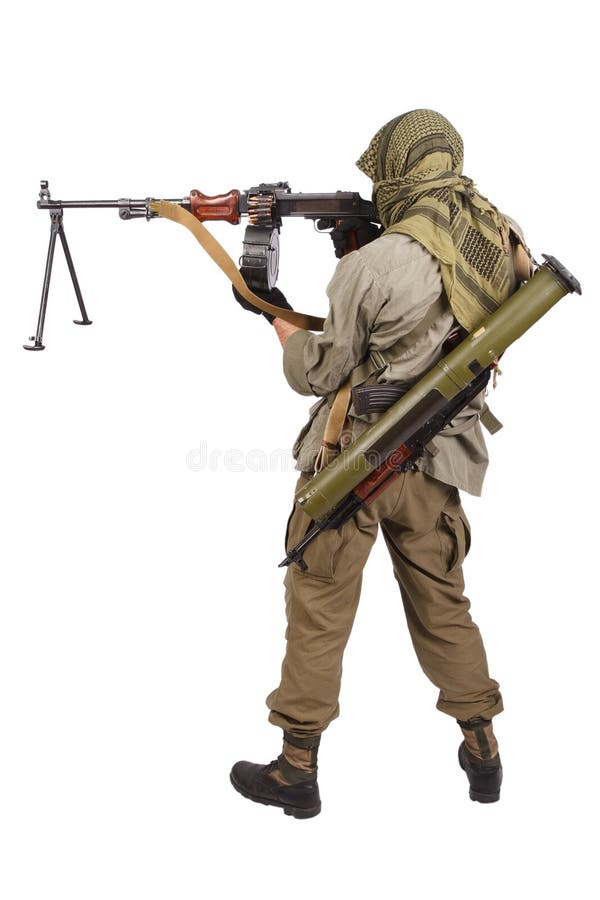 Mercenary with machine gun stock photo. Image of caucasian - 41877918