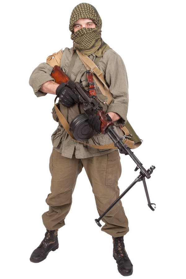 Mercenary with machine gun stock photo. Image of infantry - 44293738