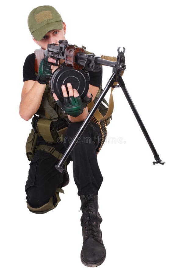 Mercenary Operator with RPD Gun Stock Image - Image of infantry ...