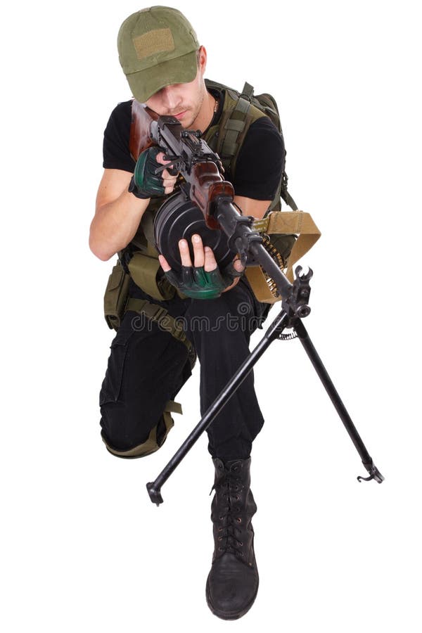 Mercenary Operator with RPD Gun Stock Image - Image of gloves, assassin ...