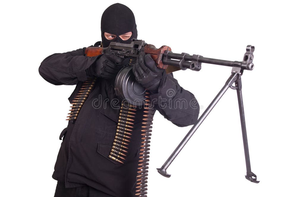 Mercenary with RPD 44 Machine Gun Stock Photo - Image of outlaw ...