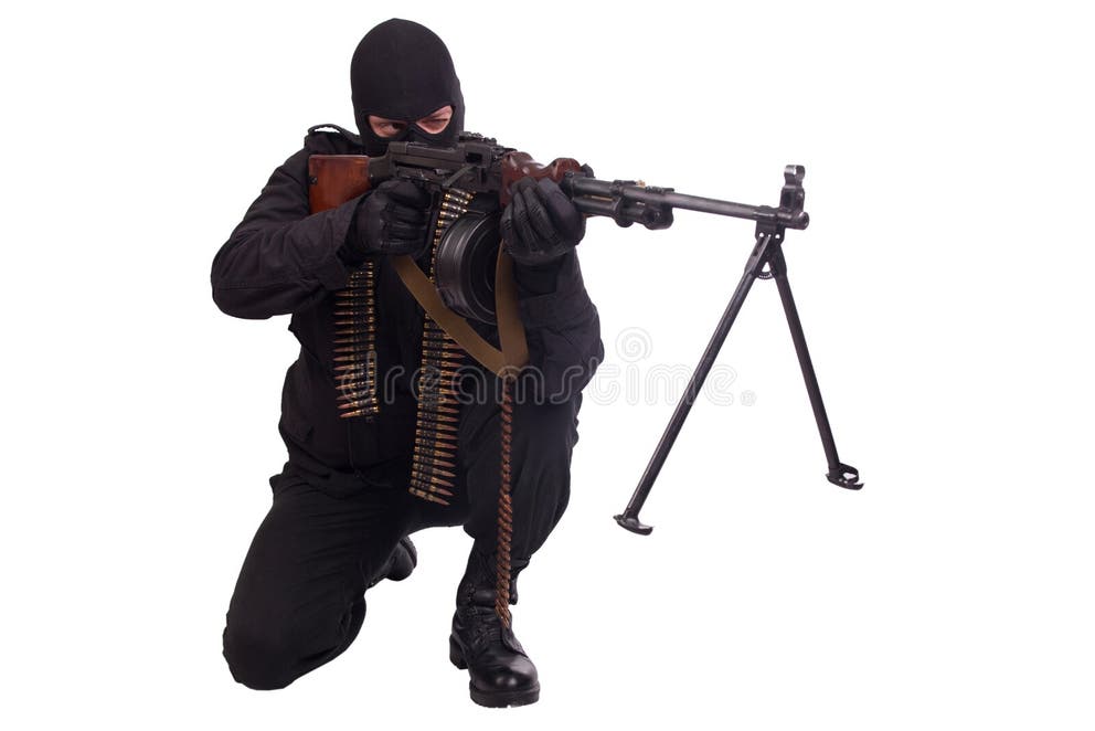 Mercenary with RPD 44 Machine Gun Stock Photo - Image of killer ...