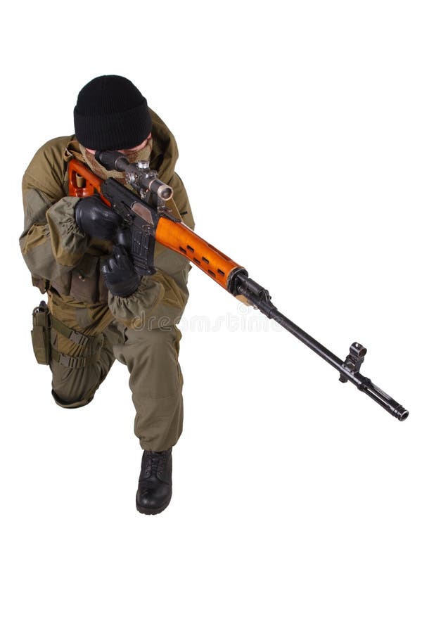 Mercenary Sniper With SVD Sniper Rifle Stock Photo - Image of criminal ...