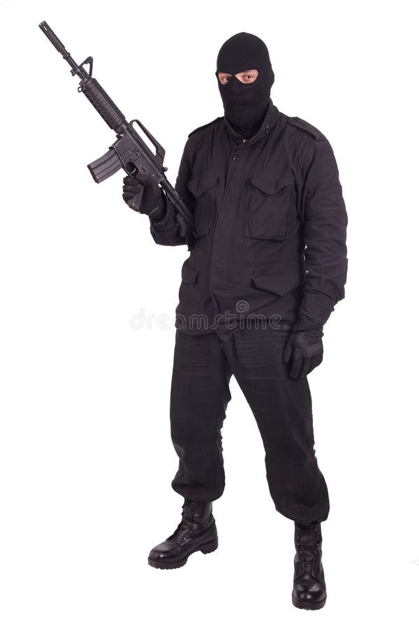 Mercenary with xm177 rifle stock photo. Image of deadly - 41878114